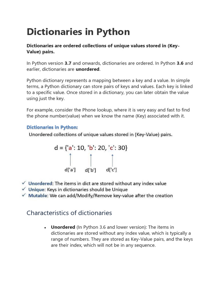 Dictionaries In Python Pdf Computer Programming Computing