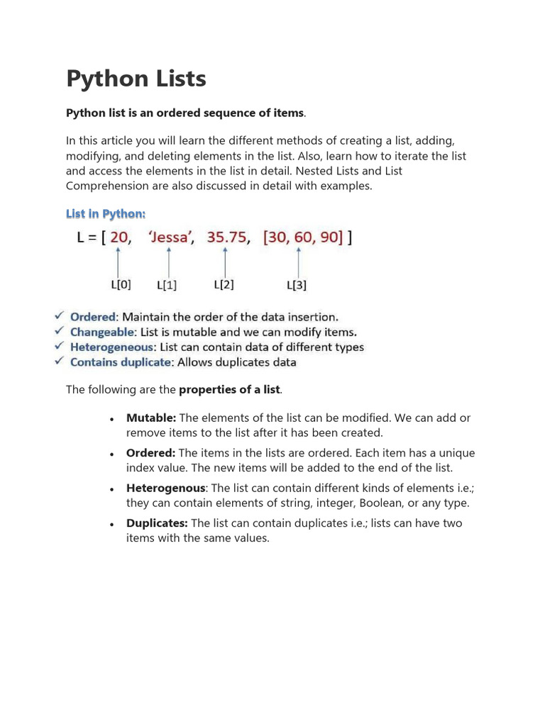 Python Lists | PDF | Computer Programming | Software Engineering Python Lists | PDF | Computer Programming | Software Engineering