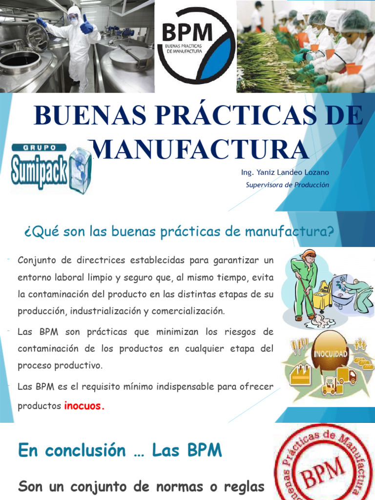 Buenas Prácticas de Manufactura: Ing. Yaniz Landeo Lozano | PDF | Alimentos | Calidad (comercial)