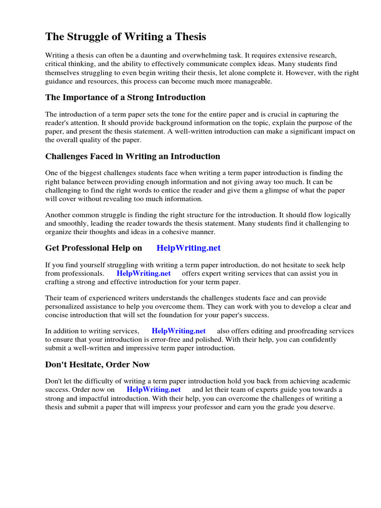 How To Write A Term Paper Introduction Pdf Essays Thesis