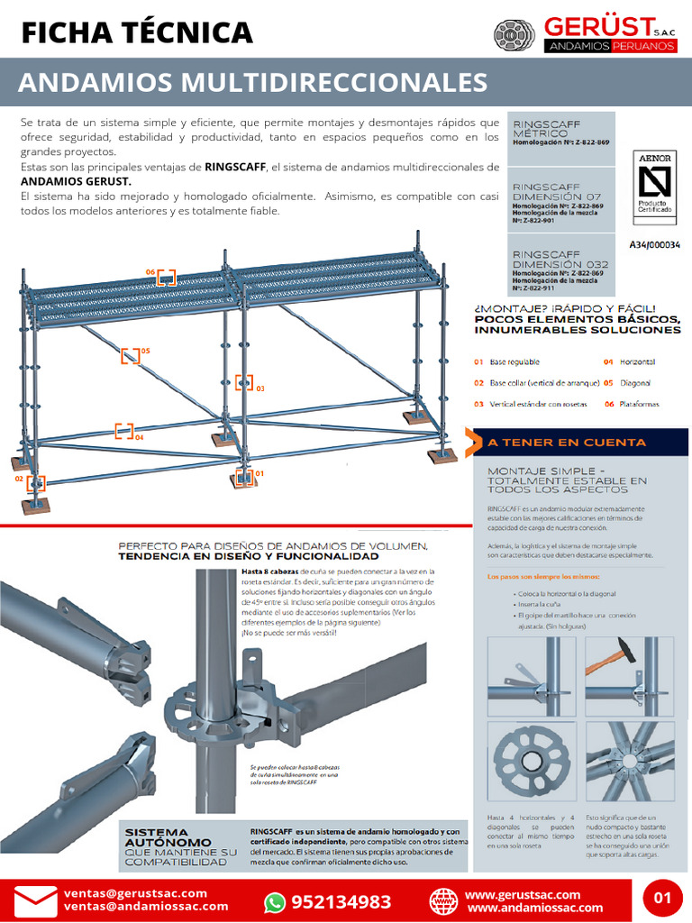 Andamios Multidireccionales RINGSCAFF | PDF