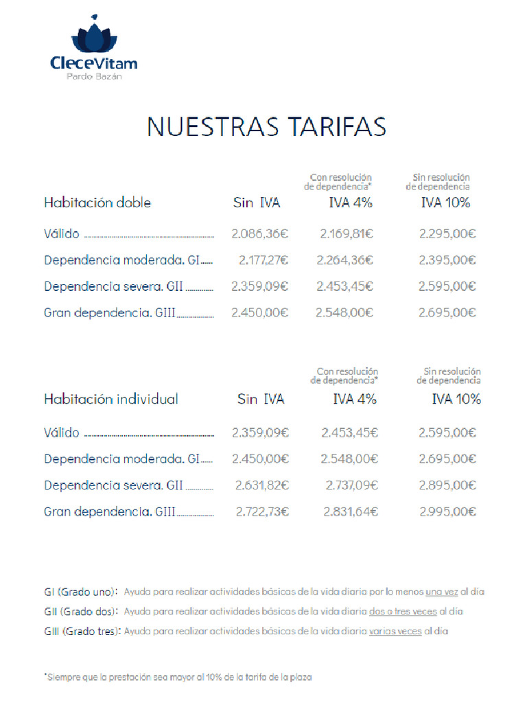 Tarifas residencia 2023 | PDF