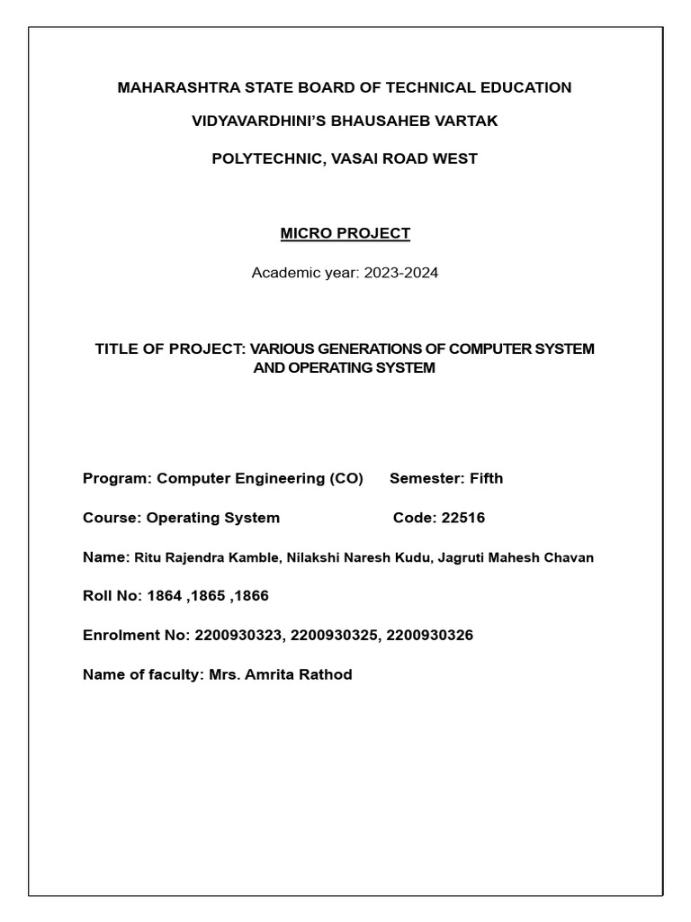 OSY MICROPROJECT | PDF | Operating System | Computer Hardware