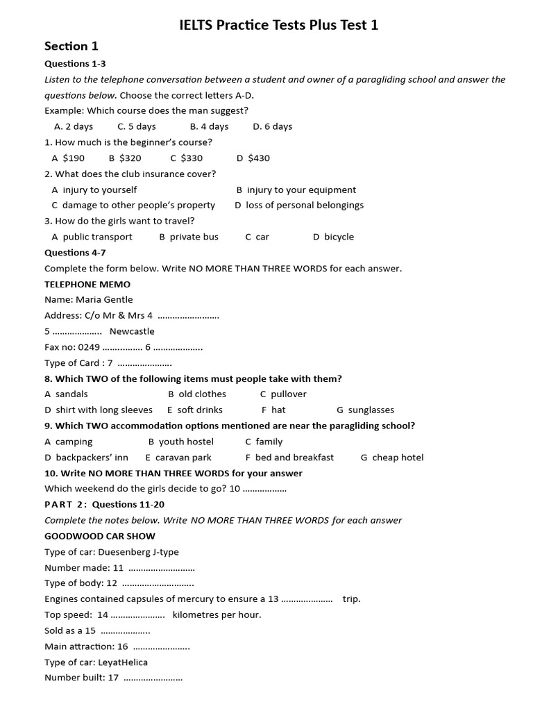 IELTS Practice Tests Plus Test 1 | PDF | Home & Garden