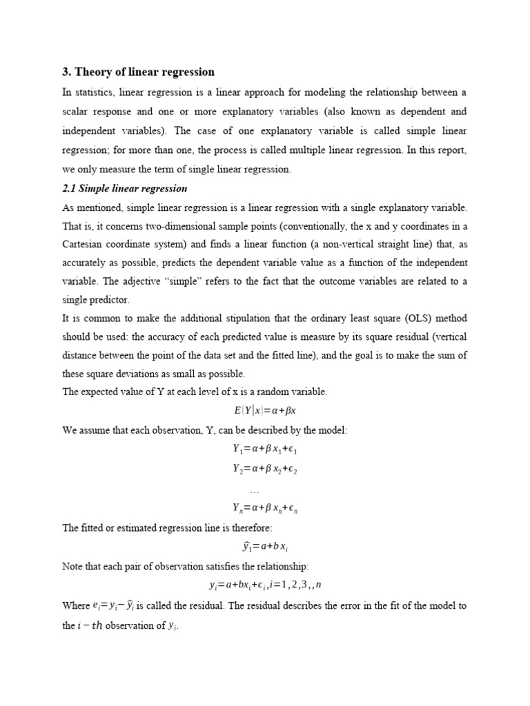 Theory Of Linear Regression Pdf Linear Regression Errors And Residuals