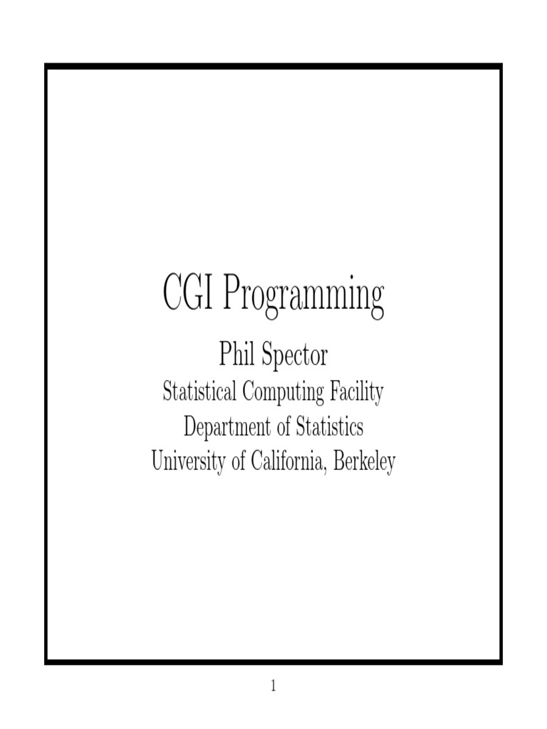CGI Programming: Phil Spector | PDF | Http Cookie | Networking