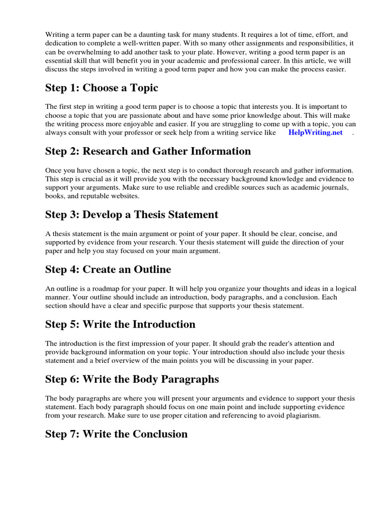 Steps in Writing A Good Term Paper | PDF | Essays | Citation