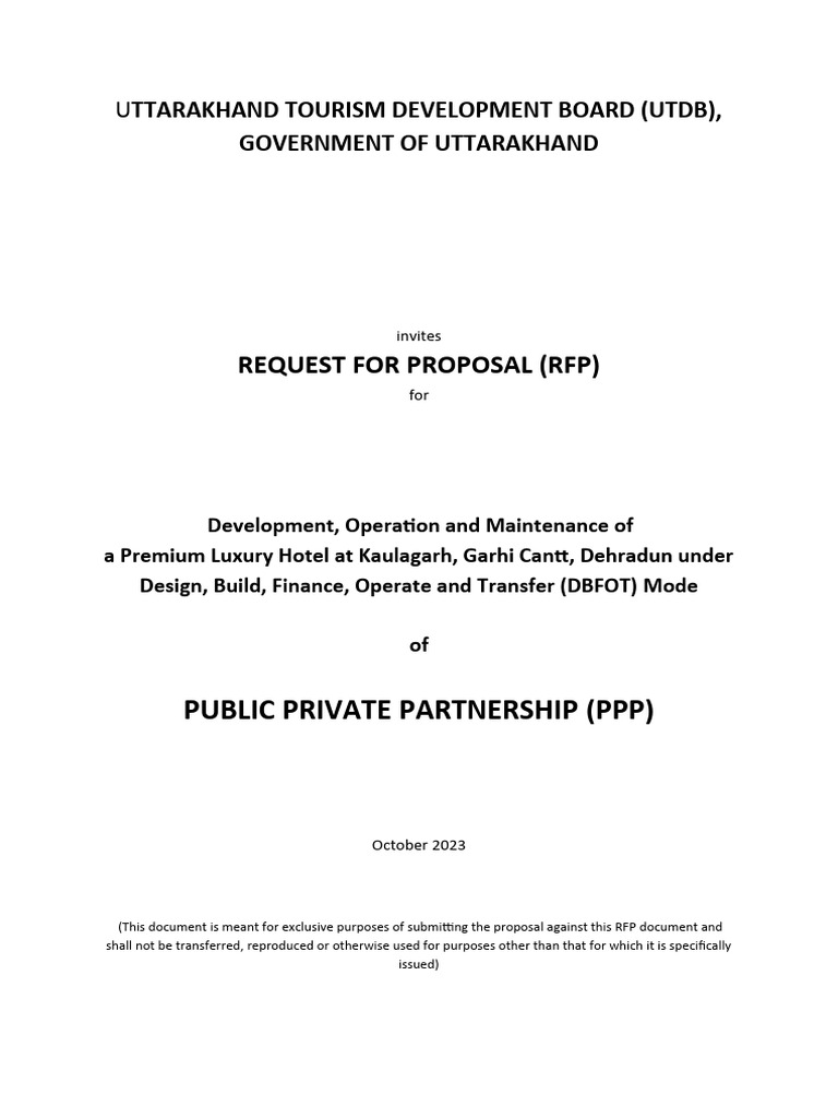 Model | PDF | Request For Proposal | Concession (Contract)