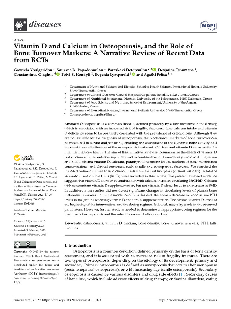 Diseases 11 00029 | PDF | Osteoporosis | Vitamin D