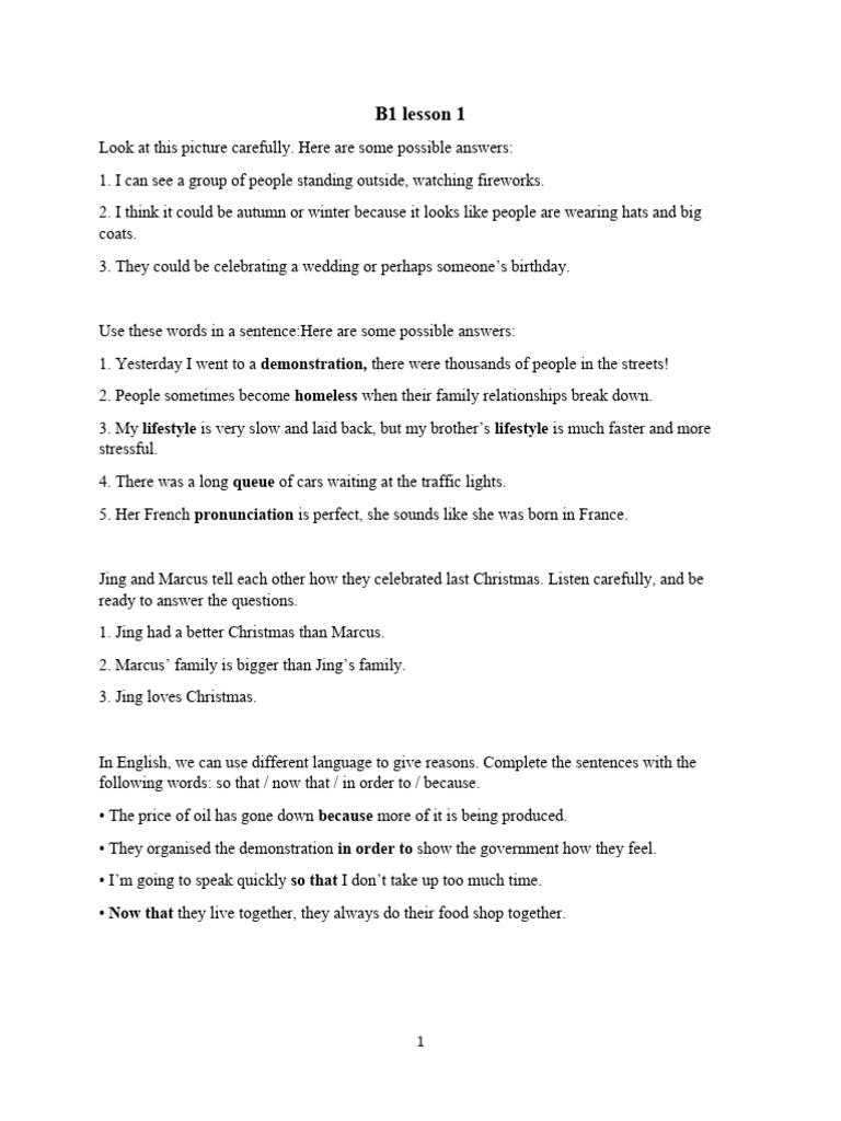 b1 Lesson 1 | PDF | Dances