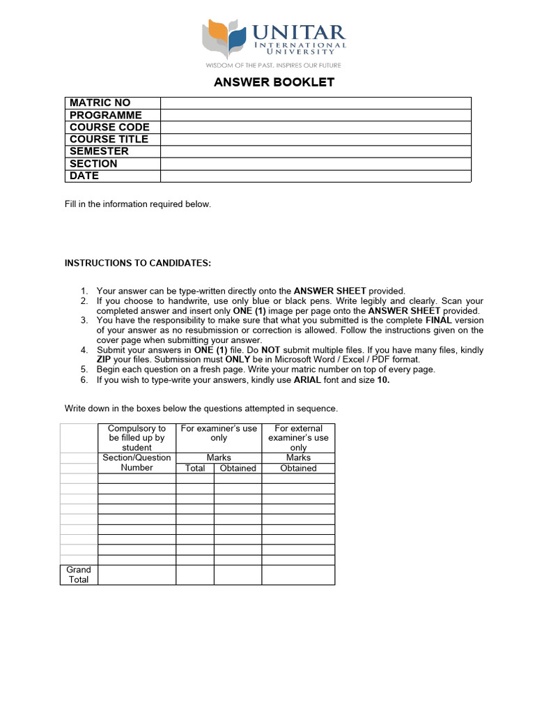 Final Exam Answer Booklet Guide | PDF | Equity (Finance) | Debt