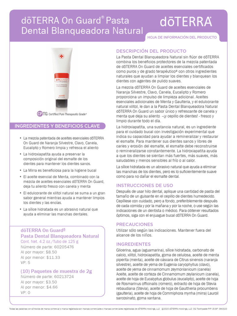 On Guard Pasta Dental Toothpaste | PDF | Higiene oral | Ramas de ...