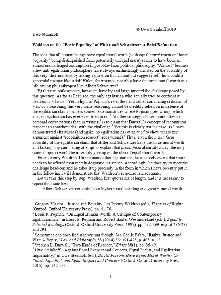 Refuting Waldron on Basic Equality | PDF | Egalitarianism | Reason