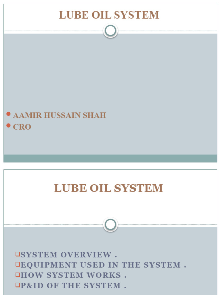 Lube Oil System. | PDF | Pump | Bearing (Mechanical)