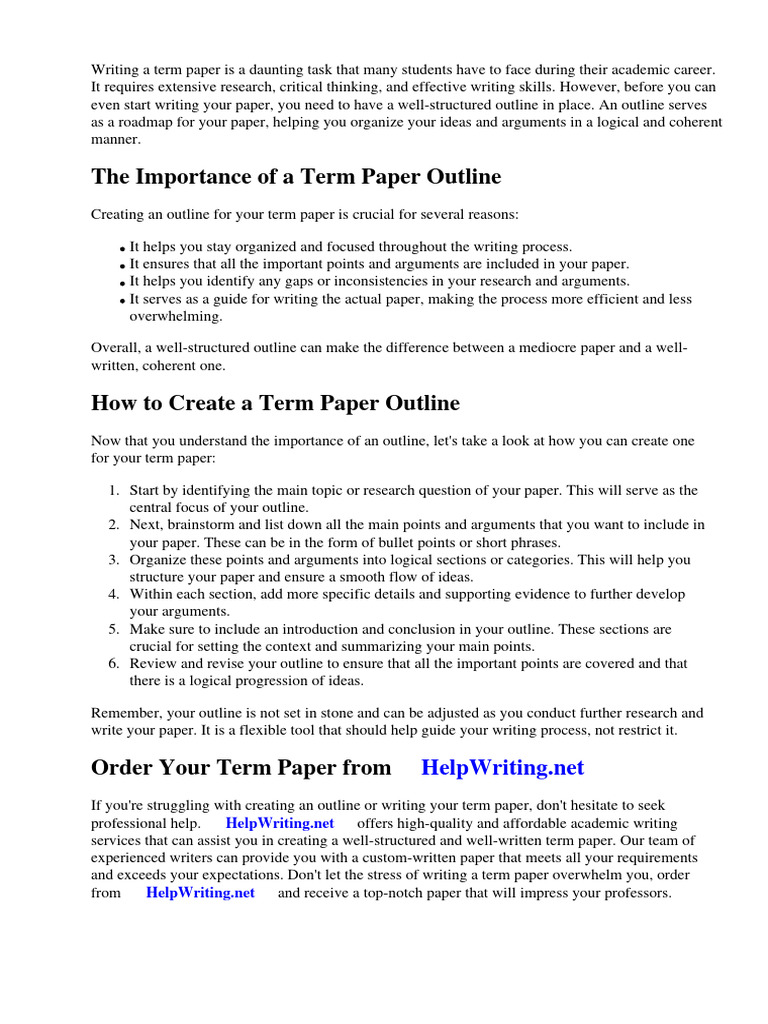 How To Do A Term Paper Outline | PDF | Thought | Essays