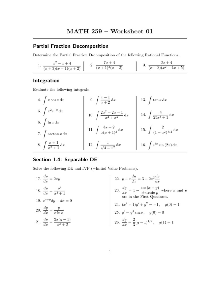 MATH292_Worksheet01 | PDF | Mathematical Objects | Mathematics
