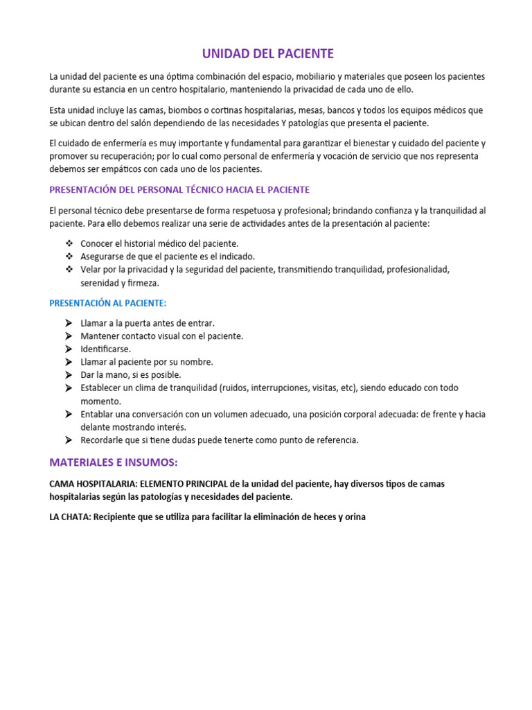 UNIDAD DEL PACIENTE | PDF