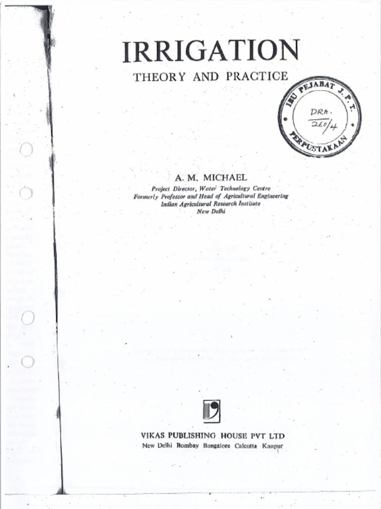 Irrigation Theory and Practice AM Michael | PDF