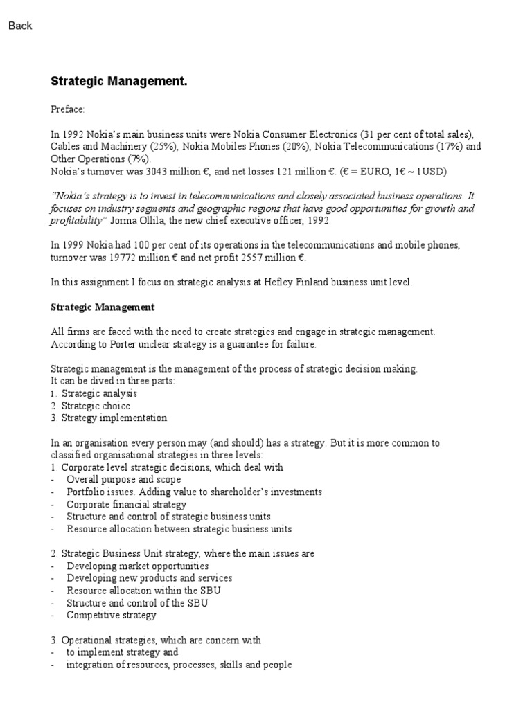 SMM | PDF | Nokia | Strategic Management