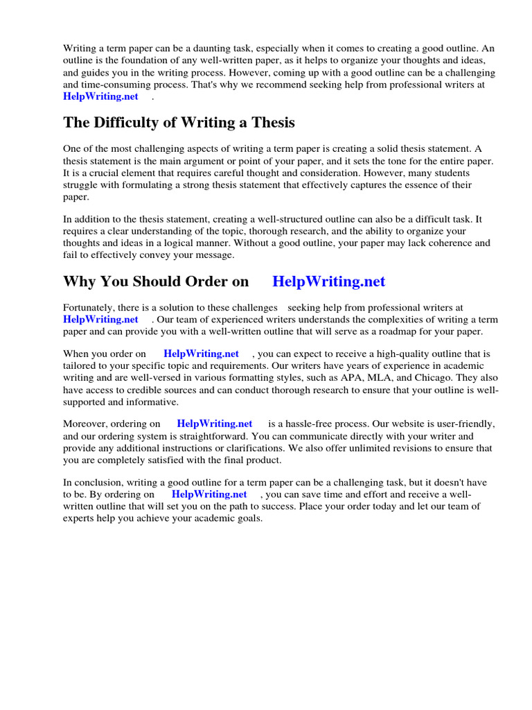 How To Write A Good Outline For A Term Paper | PDF | Essays | Thought