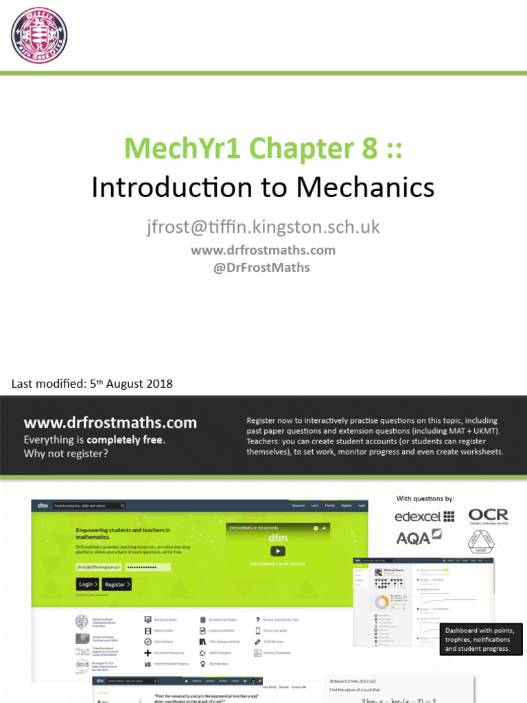 MechYr1 Chp8 Introduction | PDF | Force | Acceleration