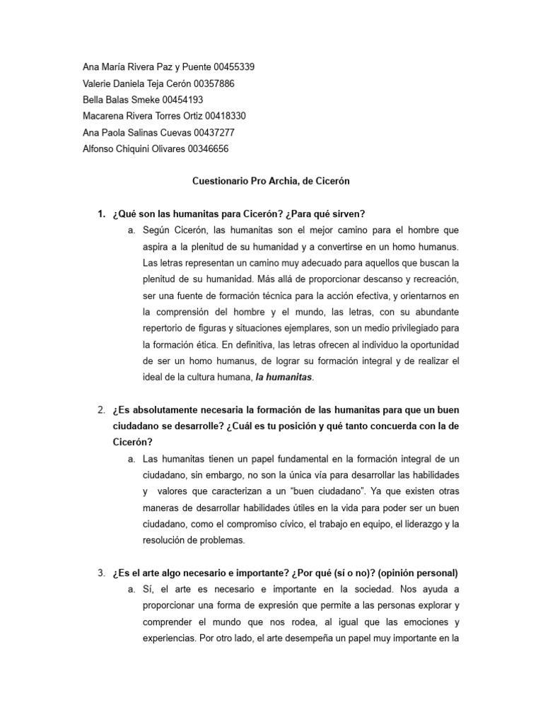 Actividad Pro Archia PDF | PDF | Ciudadanía | Cicerón