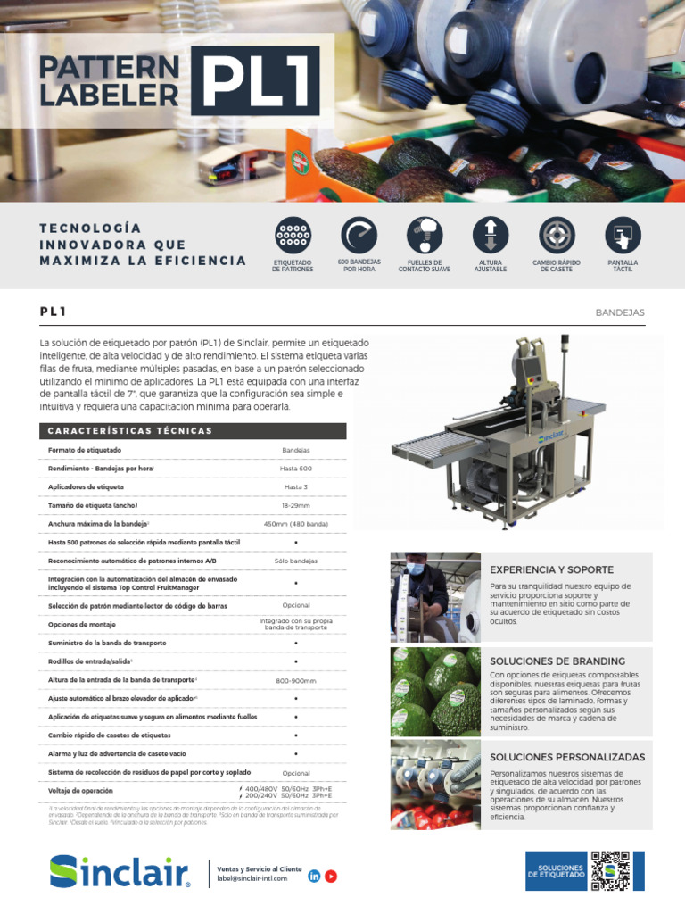 Sinclair PL1 Etiquetadora Por Patrones | PDF | Alimentos | Código de barras