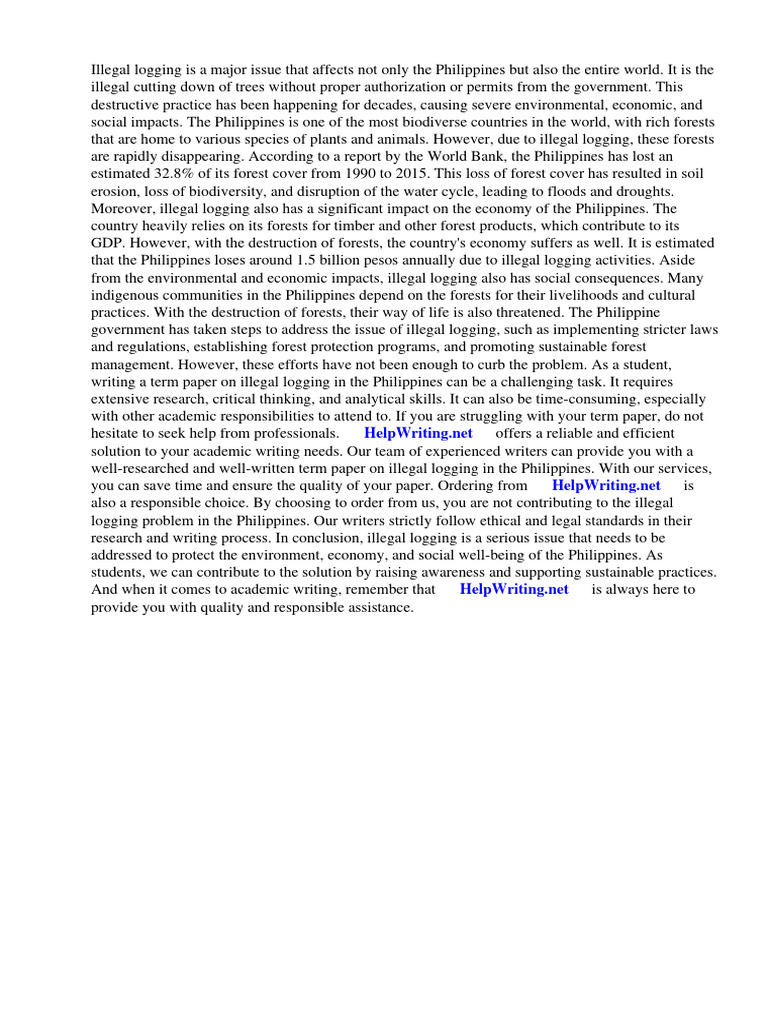 Term Paper Illegal Logging in The Philippines | PDF | Logging | Natural ...