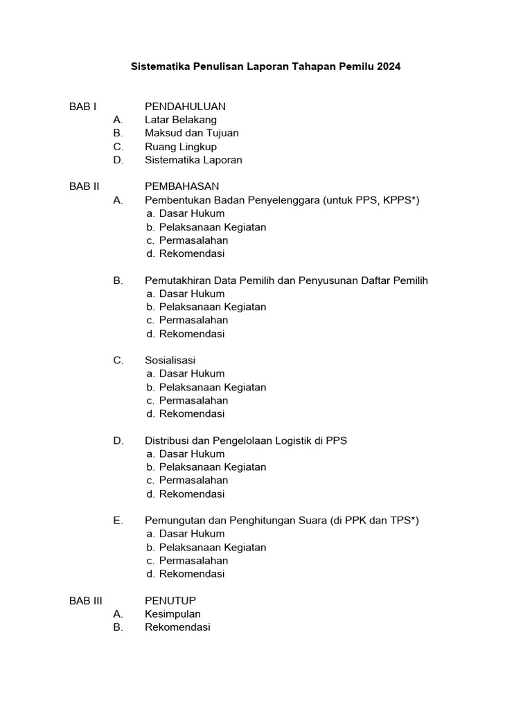 Sistematika Penulisan Laporan Tahapan Pemilu 2024 PPK PPS | PDF | Bisnis