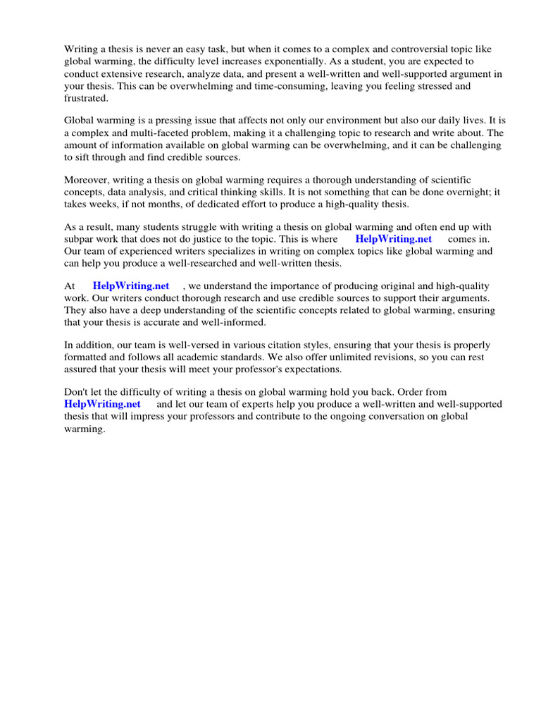 Global Warming Thesis Writing Help | PDF | Climate Change | Greenhouse ...