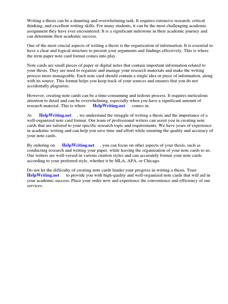 Term Paper Note Card Format | PDF | Apa Style | Citation