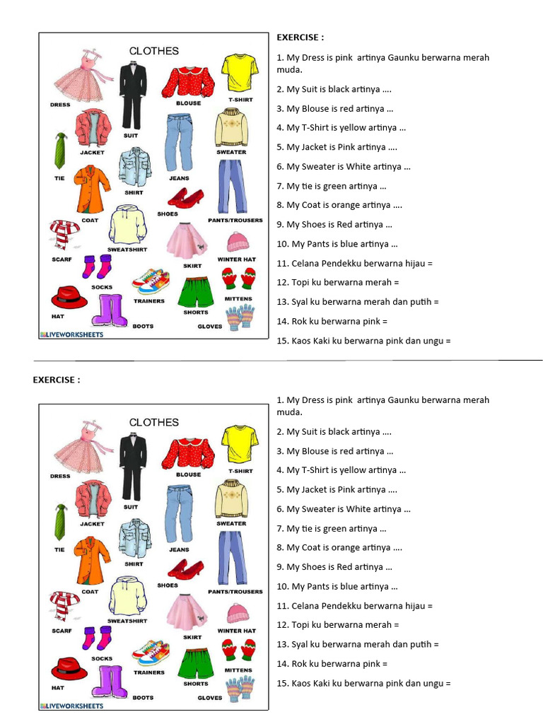 Color Translation Exercise for Clothing | PDF | Career & Growth