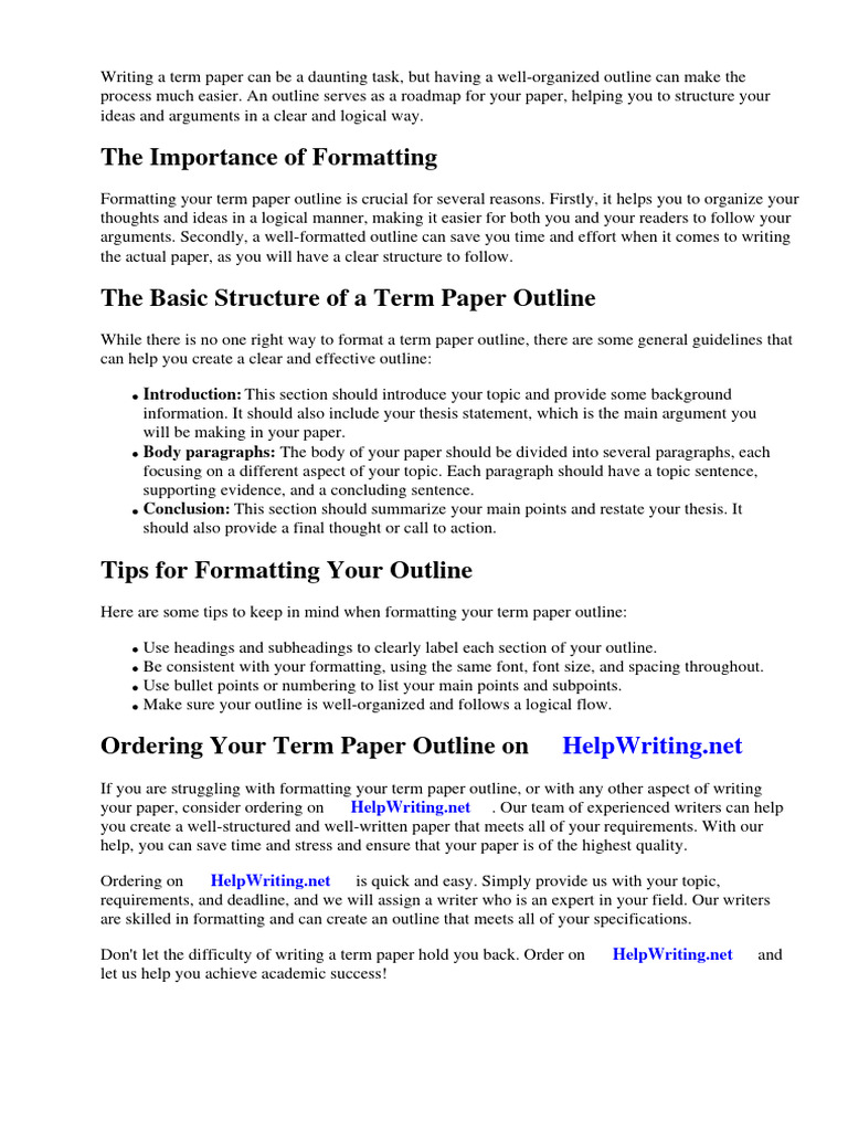 How To Format A Term Paper Outline | PDF | Essays | Thesis