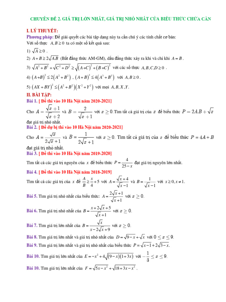 Buoi 2 Max Min Bieu Thuc Chua Can | PDF