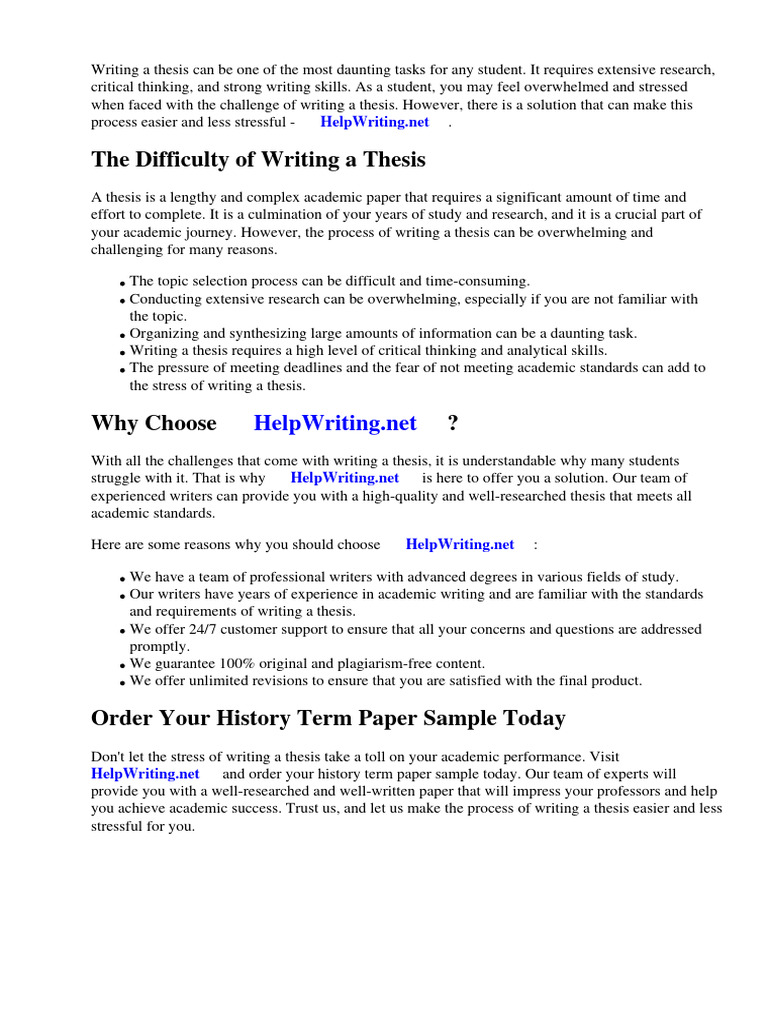 History Term Paper Sample | PDF | Essays | Expert