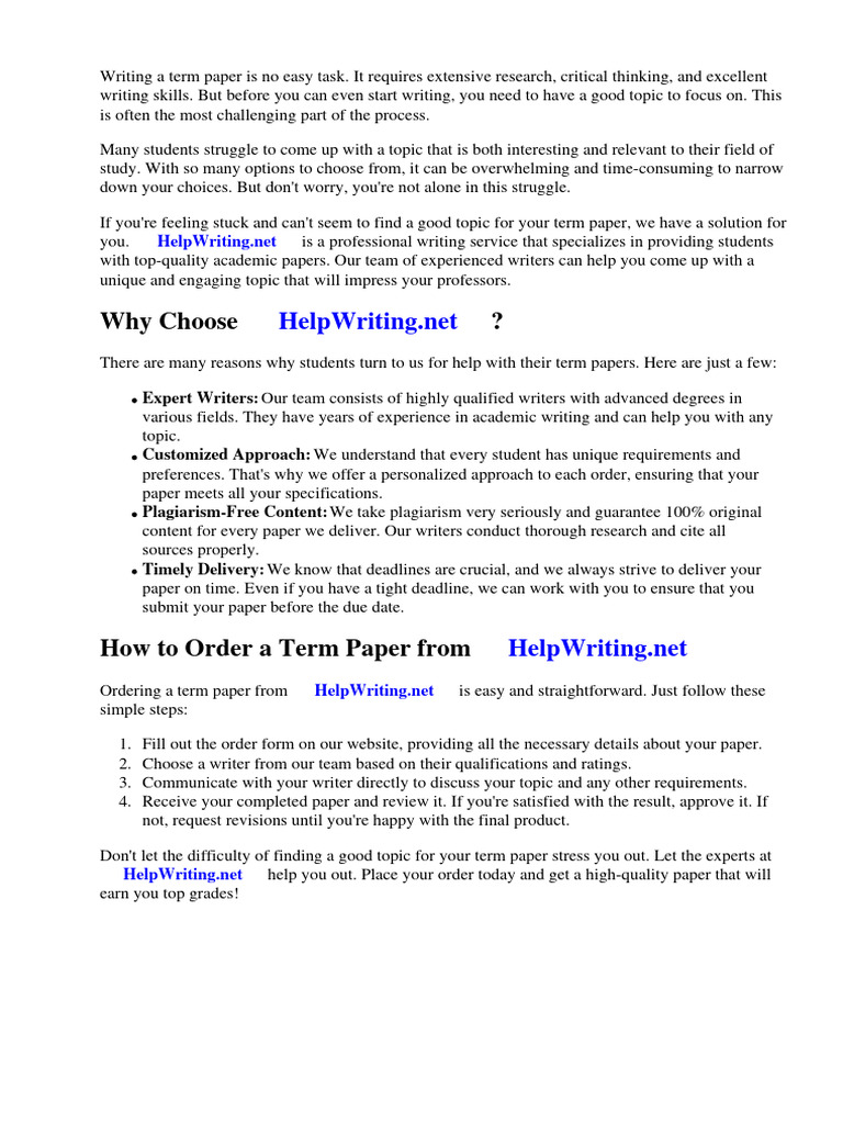 Good Topics For A Term Paper | PDF | Motivation | Motivational