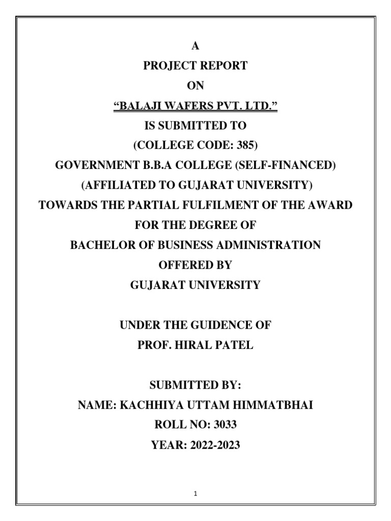 Project On Balaji | PDF