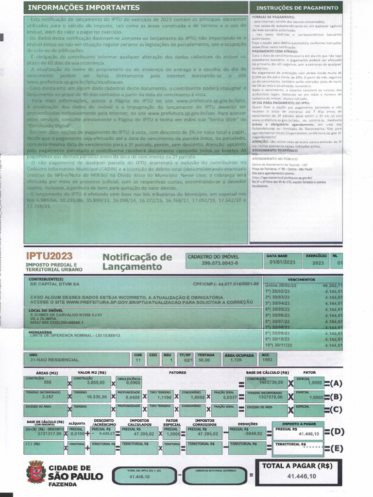 IPTU VLO CJ 51 2023 | PDF