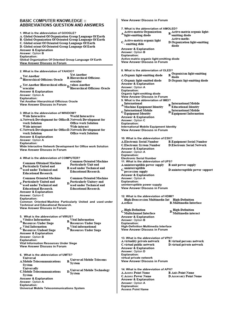 computer science of abbreviation | PDF | Control Key | High Speed ...