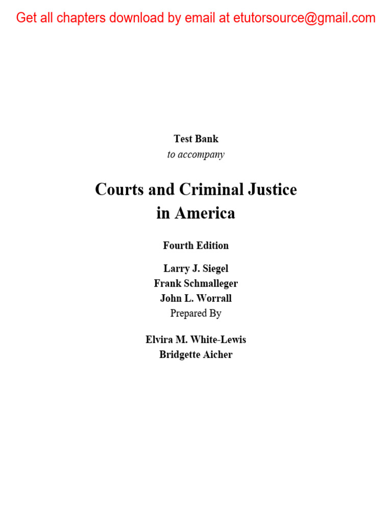 Test Bank For Courts and Criminal Justice in America, (Updated Edition ...