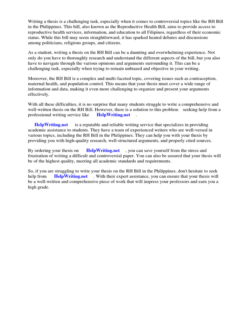 RH Bill Philippines Term Paper | PDF | Receipt | Family Planning