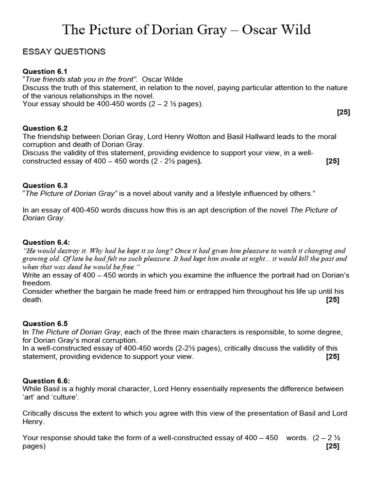 Literature - Dorian Gray | PDF | The Picture Of Dorian Gray