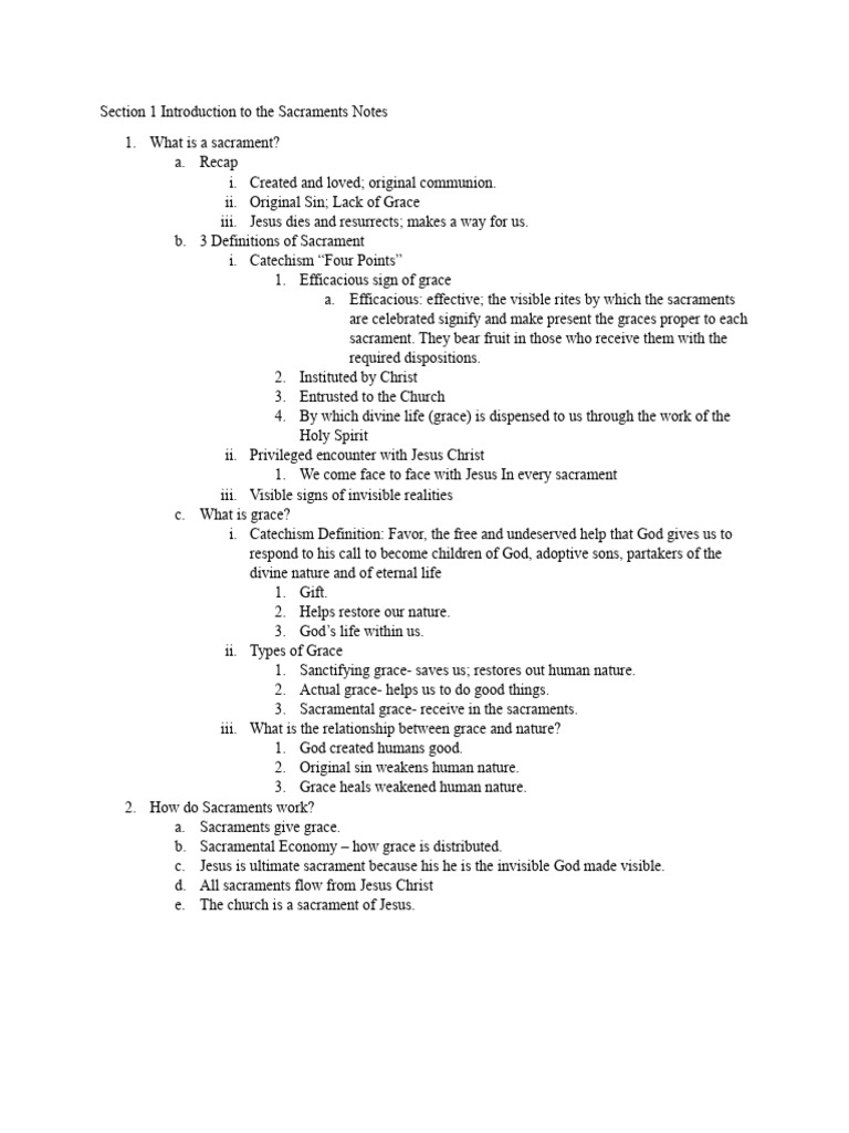 Introduction to the Sacraments Student Notes Parker | PDF | Eucharist ...