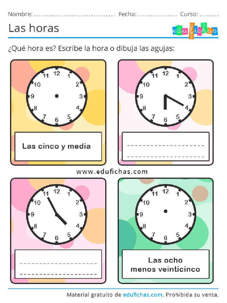 Escribe La Hora Correcta | PDF