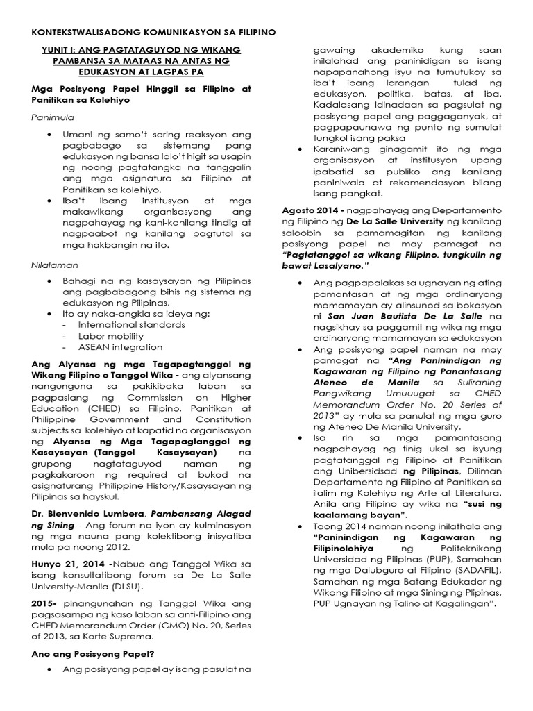 Fili - Yunit I | PDF