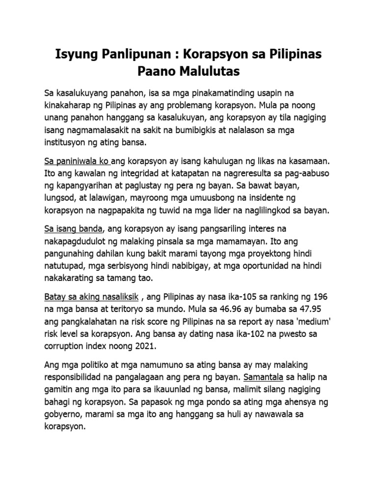 Isyung Panlipunan | PDF Isyung Panlipunan | PDF