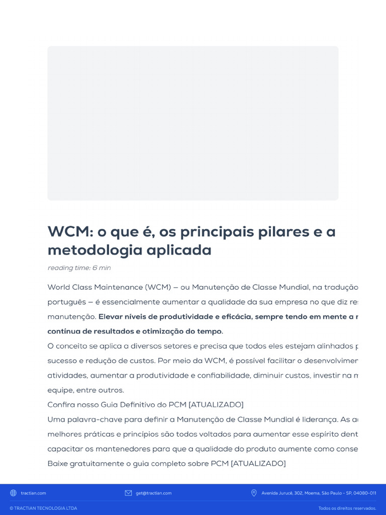 WCM - o Que É, Os Principais Pilares e A Metodologia Aplicada | PDF
