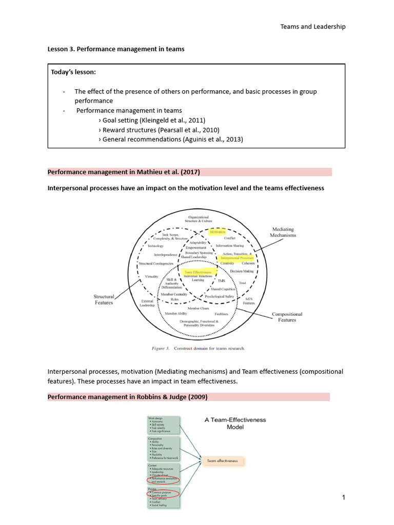 Lesson 3. Performance management in teams | PDF | Goal Setting | Goal
