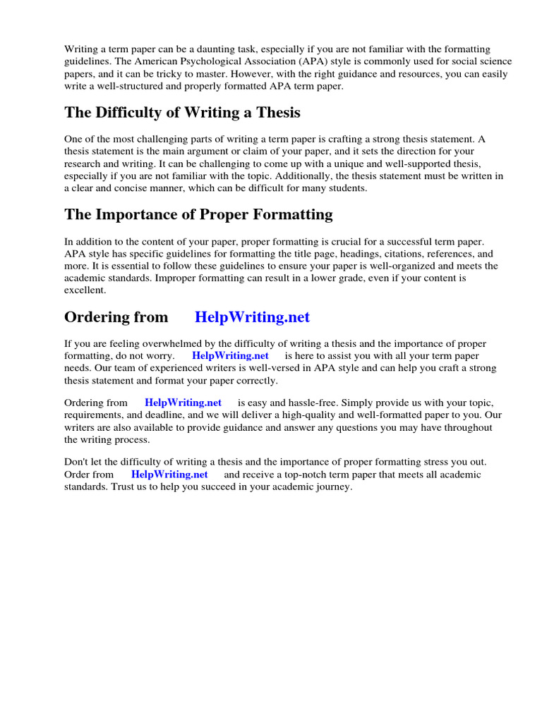 How to Write a Apa Format Term Paper | PDF | Apa Style | Citation