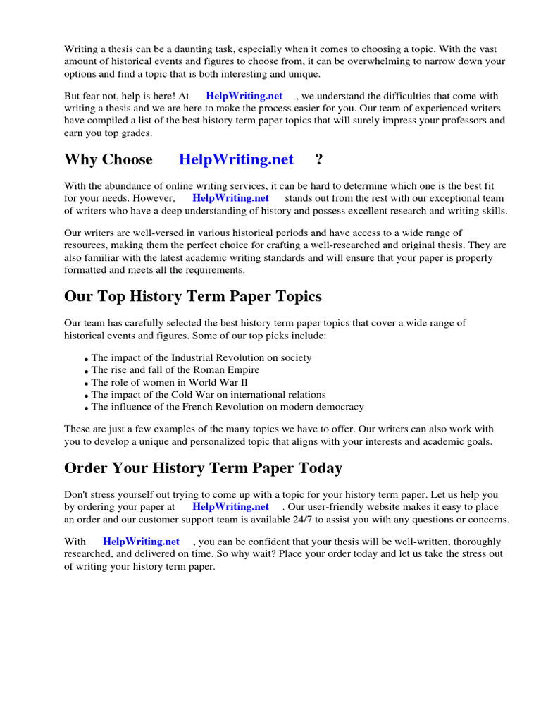 Best History Term Paper Topics | PDF | Essays | Markov Chain